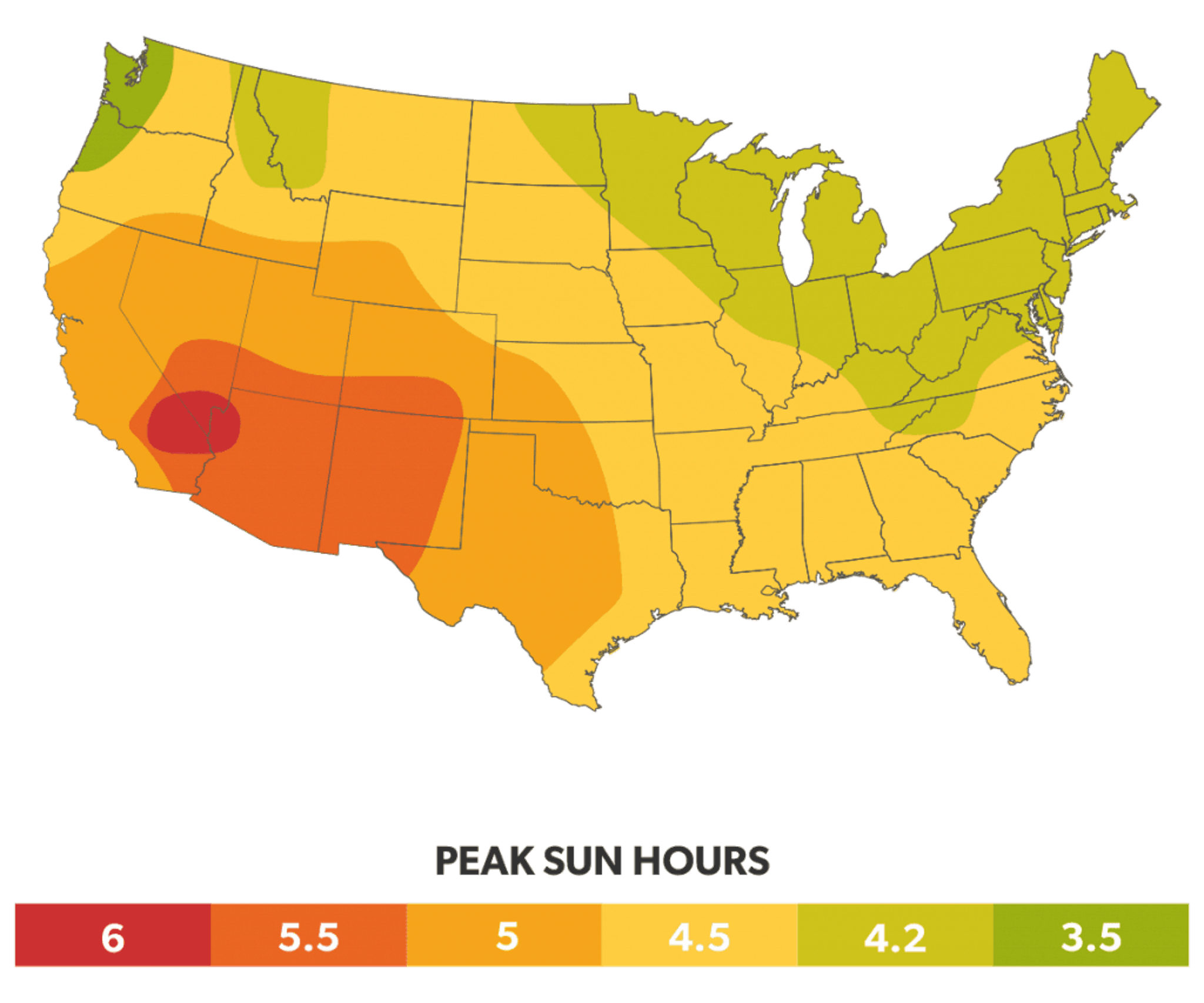 Peak Sun Hours by State | Rooftop Solar